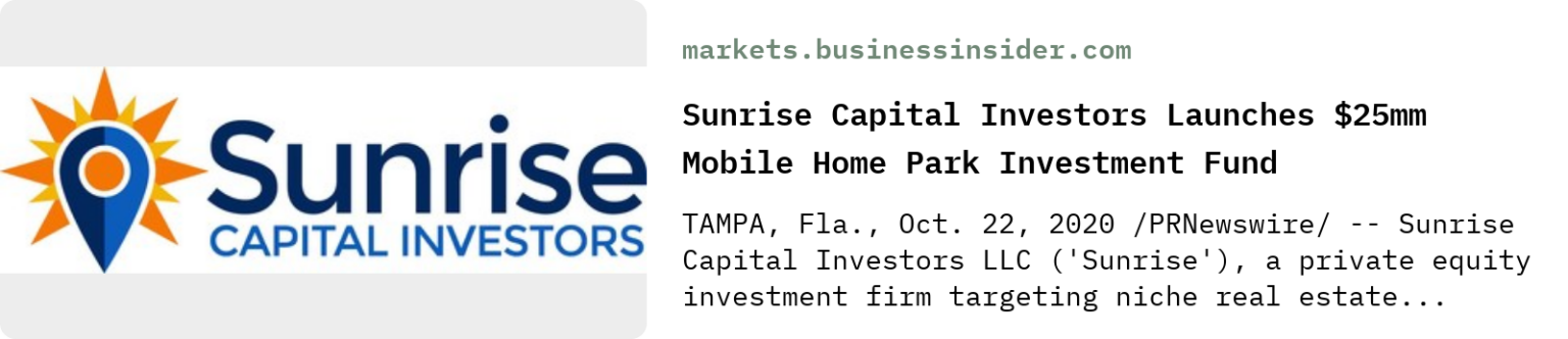 We're Making Headlines! - Sunrise Capital Investors